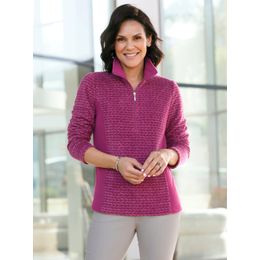Fleeceshirt Casual Looks "Fleece-Shirt", Damen, Gr. 50, rosa (erika, malve), 100% Polyester, gemustert, mehrfarbig, Shirts
