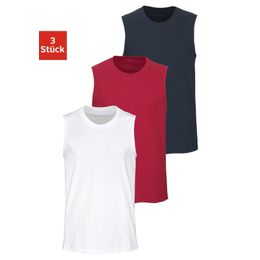 H.I.S. Muscleshirt H.I.S, Herren, Gr. 4/S, bunt (weiß, rot, marine), Jersey, Obermaterial: 100% Baumwolle, unifarben, Basic, figurbetont normal, Rundhals, Shirts, mit Rundhalsausschnitt