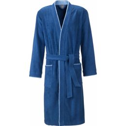 Herrenbademantel Egeria "Nico, ideal f&uuml;r Sauna & Spa, Hotelbademantel, Morgenmantel" Gr. XL, blau (jeansblau), L:125cm, Walkfrottee, Hausm&auml;ntel, Bademantel, mit Kimono-Kragen, farblich abgesetzte Paspelierung