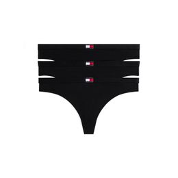Damen String "3 PACK THONG (EXT.SIZES)", Tommy Hilfiger Underwear, Gr. Lschwarz, schwarz, schwarz, Jersey, Obermaterial: 95% Baumwolle, 5% Elasthan,