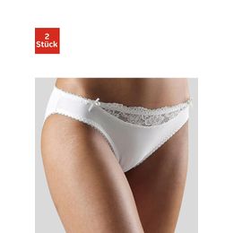Slip Nuance, Damen, Gr. 44/46, 2 Stk., beige (2xcreme), Microfaser, Obermaterial: 85% Polyamid, 15% Elasthan, k&ouml;rpernah, Unterhosen Slip, mit Spitzeneinsatz vorne