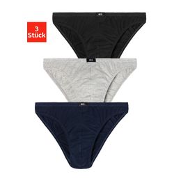 H.I.S. Slip H.I.S "Minislip", Herren, Gr. M, 3 Stk., blau (marine, grau, meliert, schwarz), Jersey, Obermaterial: 95% Baumwolle, 5% Elasthan, unifarben, körpernah, Unterhosen, aus weichem Baumwoll-Stretch