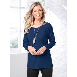 Langarmshirt Classic Basics "Shirt", Damen, Gr. 38, blau (marine), 100% Baumwolle, unifarben, Rundhals, Shirts Langarmshirt, Topseller