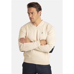Strickpullover SIR RAYMOND TAILOR "Los Angeles", Herren, Gr. 3XL, beige (hellbeige), 100% Baumwolle, unifarben, normal, V-Ausschnitt, Pullover Strickpullover, mit klassischem V-Ausschnitt