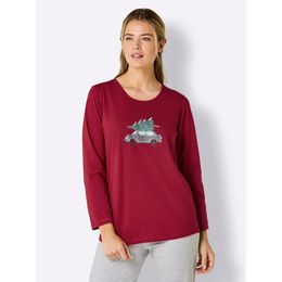 Rundhalsshirt Comtessa "Schlafanzug-Shirt", Damen, Gr. 40/42, bunt (rot, anthrazit), 100% Baumwolle, bedruckt, gemustert, Shirts Rundhalsshirt