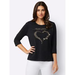 3/4-Arm-Shirt Classic Basics "3/4-Arm-Shirt", Damen, Gr. 54, schwarz (schwarz, beige), 100% Baumwolle, bedruckt, gemustert, Rundhals, Shirts 3/4-Arm-Shirt