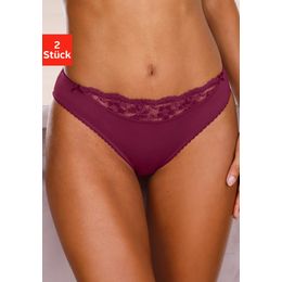 Slip Nuance, Damen, Gr. 32/34, 2 Stk., lila (2x cassis), Microfaser, Obermaterial: 85% Polyamid, 15% Elasthan, körpernah, Unterhosen Slip, mit Spitzeneinsatz vorne
