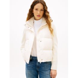 Steppjacke Tommy Hilfiger "MODERN DOWN KNIT MIX REG JACKET", Damen, Gr. M (38), ivory silk, Web, Obermaterial: 100% Polyester, elastischer Bund, Jacken