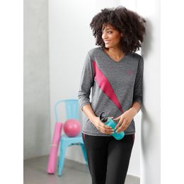 Funktionsshirt Catamaran "Funktions-Shirt", Damen, Gr. 40/42, bunt (grau, meliert, pink), 90% Polyester, 10% Elasthan, gemustert, mehrfarbig, meliert, V-Ausschnitt, Shirts Funktionsshirt