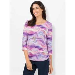 Print-Shirt Inspirationen "Shirt", Damen, Gr. 36, lila (lila, orchidee, bedruckt), 95% Polyester, 5% Elasthan, bedruckt, gemustert, mehrfarbig, Rundhals, Shirts