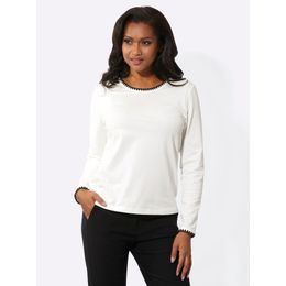 Langarmshirt Inspirationen "Langarm-Shirt", Damen, Gr. 44, beige (ecru), 95% Baumwolle, 5% Elasthan, unifarben, Rundhals, Shirts Langarmshirt