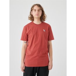 T-Shirt Cleptomanicx "Embro Gull", Herren, Gr. L, rot (bordeaux), 100% Baumwolle, bestickt, normal, Rundhals, Shirts T-Shirt, mit Gull-Stickerei