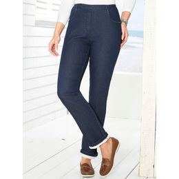 Thermojeans Classic Basics, Damen, Gr. 40, Normalgrößen, blau (dunkelblau), 81% Baumwolle, 17% Polyester, 2% Elasthan, unifarben, lang, Jeans