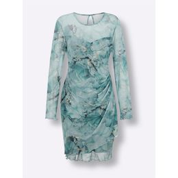 CREATION L PREMIUM Wit Damen Druckkleid in Mesh-Qualit&auml;t, kalkmint-bedruckt, Gr&ouml;&szlig;e 38