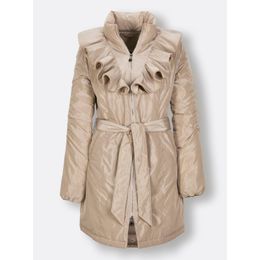 CREATION L PREMIUM Witt Damen Daunenjacke mit doppellagigen Volants, sesam, Gr&ouml;&szlig;e 40