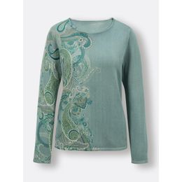 CREATION L PREMIUM Witt Damen Wollpullover in softer Freinstrick-Qualit&auml;t, salbei-sesam-bedruckt, Gr&ouml;&szlig;e 40