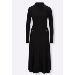 Heine Witt Damen Strickkleid mit Zierriegel, schwarz, Gr&ouml;&szlig;e 38