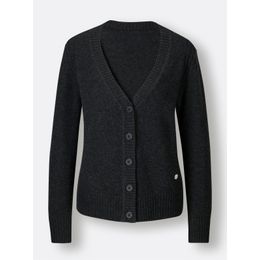CREATION L PREMIUM Wit Damen Strickjacke mit Logo-Kn&ouml;pfen, schwarz-meliert, Gr&ouml;&szlig;e 38