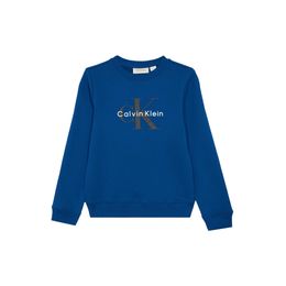 Calvin Klein Jeans Sweatshirt Jungen Gr&ouml;&szlig;e 104 royalblau / taupe / wei&szlig;