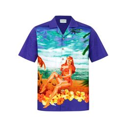 Hawaiihemdshop.de Hemd 'Hawaiihemd Beach Girl' Herren Gr&ouml;&szlig;e M blau