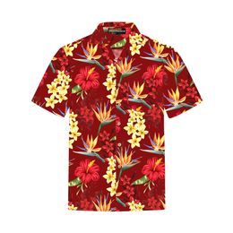 Hawaiihemdshop.de Hemd 'Hawaiihemd "Flowerful Summer (red)"' Herren Gr&ouml;&szlig;e 4XL bordeaux