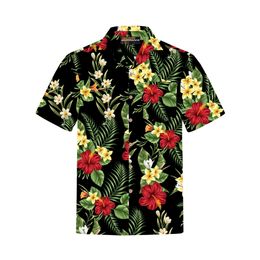 Hawaiihemdshop.de Hemd 'Hawaiihemd "Colourful Flowers"' Herren Gr&ouml;&szlig;e S schwarz