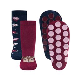 Ewers Stoppersocken 2er Pack Reh/Blumen M&auml;dchen Gr&ouml;&szlig;e 31/34 blau