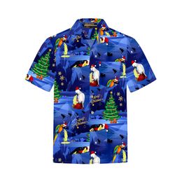 Hawaiihemdshop.de Hemd 'Hawaiihemd Christmas Parrots' Herren Gr&ouml;&szlig;e S blau / gelb / gr&uuml;n / rot