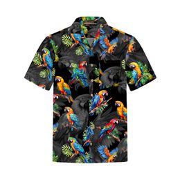 Hawaiihemdshop.de Hemd 'Hawaiihemd Hawaiian Parrots' Herren Gr&ouml;&szlig;e S schwarz