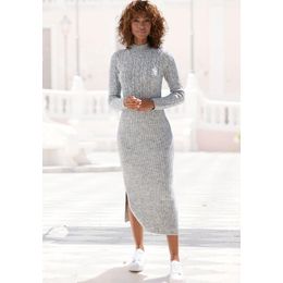 Lascana Strickkleid grau Gr. 38 f&uuml;r Damen. Figurbetont
