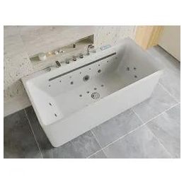 Whirlpool-Badewanne halb freistehend - Weiß - 1 Platz - 470 l - 170 x 75 cm - KIRANA