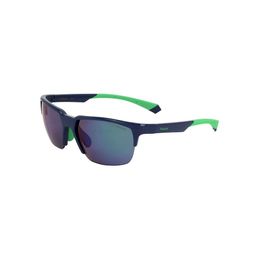 Polaroid Unisex-Sonnenbrille in Schwarz/ Blau - 50% | Größe 65 | Brillen-herren