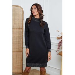 So Cachemire Strickkleid "Linoa" in Schwarz - 67% | Größe L | Damen-kleider