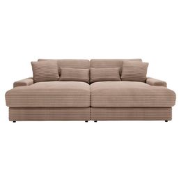 CARRYHOME Bigsofa, Hellbraun, Textil, 3-Sitzer, F&uuml;llung: Schaumstoff, Silikon,Schaumstoff, Silikon,Schaumstoff, Silikon, 230x85x190 cm, Typenauswahl, R&uuml;cken echt, haustierfreundlicher Bezug, Wohnzimmer, Sofas & Couches, Sofas, Bigsofas