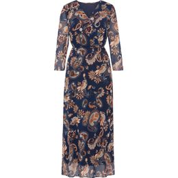CR&Eacute;ATION L Damen Maxikleid aus Chiffon, mit Floral-Print dunkelblau-gemustert Gr&ouml;&szlig;e 50