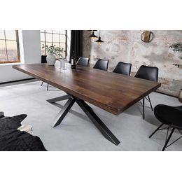 Riess Ambiente Massiver Esstisch GALAXIE 200cm taupe braun Mangoholz Sterngestell schwarz Riess-Ambiente Esszimmertisch rechteckig 8+ Personen Industrie & Loft...