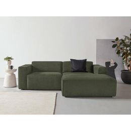 Home Affaire Ecksofa &raquo;Noord mit Kedernaht, Breite 234 cm, L-Form&laquo; Cord, Struktur, Webstoff, mit Wellenunterfederung, Massivholzrahmen gr&uuml;n 100% PES