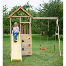 WENDI TOYS Spielturm »Pelikan« BxTxH: 270x280x270 cm natur/gelb/rot