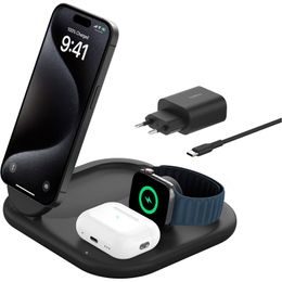 Belkin Wireless Charger »BoostCharge 3-in-1 15 W magnetisch, einklappbar« Schwarz Schnelles Laden der Apple Watch Series 9, 8, 7, Ultra und Ultra 2...