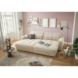 ED EXCITING DESIGN Big-Sofa »Loveseat, 2-Sitzer, Barura, Breite 292« Big-Sofa mit 2 Nierenkissen beige