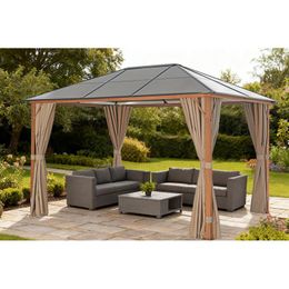Konifera Pavillon »Aruba« BxT: 3x4m für 6-8 Personen, robustes Aluminiumgestell + PC Dach beige