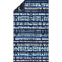 Carlo Colucci Strandtuch &raquo;Matteo&laquo; in auff&auml;lliger Jacquard-Optik und Schriftz&uuml;gen blau-hellblau Obermaterial: 100% Baumwolle B/L: 100 cmx180 cm
