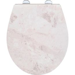 Wenko WC-Sitz &raquo;White Marble&laquo; mit Relief, aus antibakteriellem Duroplast rosa/beige/silberfarben