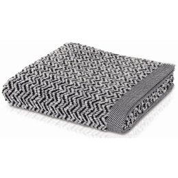 M&ouml;ve Handtuch &raquo;Brooklyn&laquo; mit Zick-Zack-Muster, Made in Germany schwarz Walkfrottier, Obermaterial: 85% Baumwolle, 10% Viskose, 5% Leinen