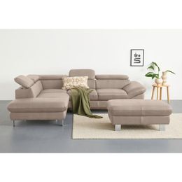 COTTA Ecksofa &raquo;Driver L-Form&laquo; mit Kopfteilverstellung, wahlweise mit Bettfunktion & Bettkasten beige Kunstleder SOFTLUX ;LEDER BEEFY (ein abgedecktes 
