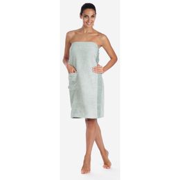 Egeria Sarong &raquo;Ben, ideal f&uuml;r Sauna & Spa, Hotelbademantel&laquo; 1 Stk. mit Streifenbord&uuml;re hellgrau L&auml;nge: 77 cm Aus reiner Baumwolle gefertigt