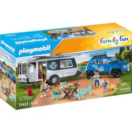 Playmobil Konstruktions-Spielset »Wohnwagen mit Auto (71423), Family & Fun« bunt
