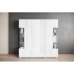 Inosign Highboard »Kenia« 1 Stk. tlg. Modernes Highboard, mit Glastüren, Breite 135 cm Betonoptik/weiss Hochglanz