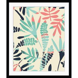 queence Bild &raquo;Danielle&laquo; Abstrakt Blumen Blumenbilder Bl&auml;tter Figuren HD Premium Poster-Druck inkl. Holzrahmen Farbe Rahmen: schwarz + Farbe...