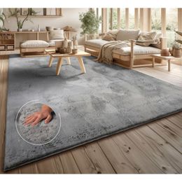my home Fellteppich &raquo;Lottano&laquo; rechteckig 11 mm H&ouml;he Langflor, Kunstfell, Uni Farben, traumhaft weicher Flor, Wohnzimmer Anthrazit Obermaterial:...